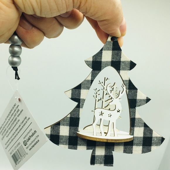 Boutique | Holiday | 3d Laser Cut Buffalo Plaid Black White Beaded ...